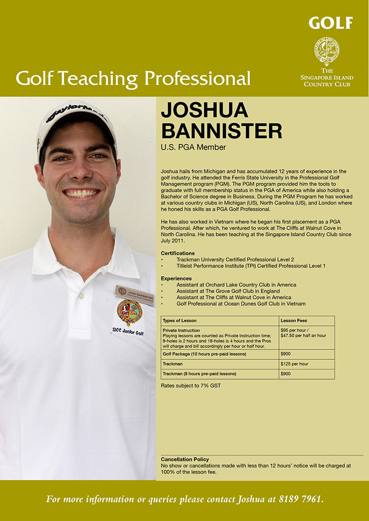 GOLFPRO-Joshua Bannister – The Singapore Island Country Club