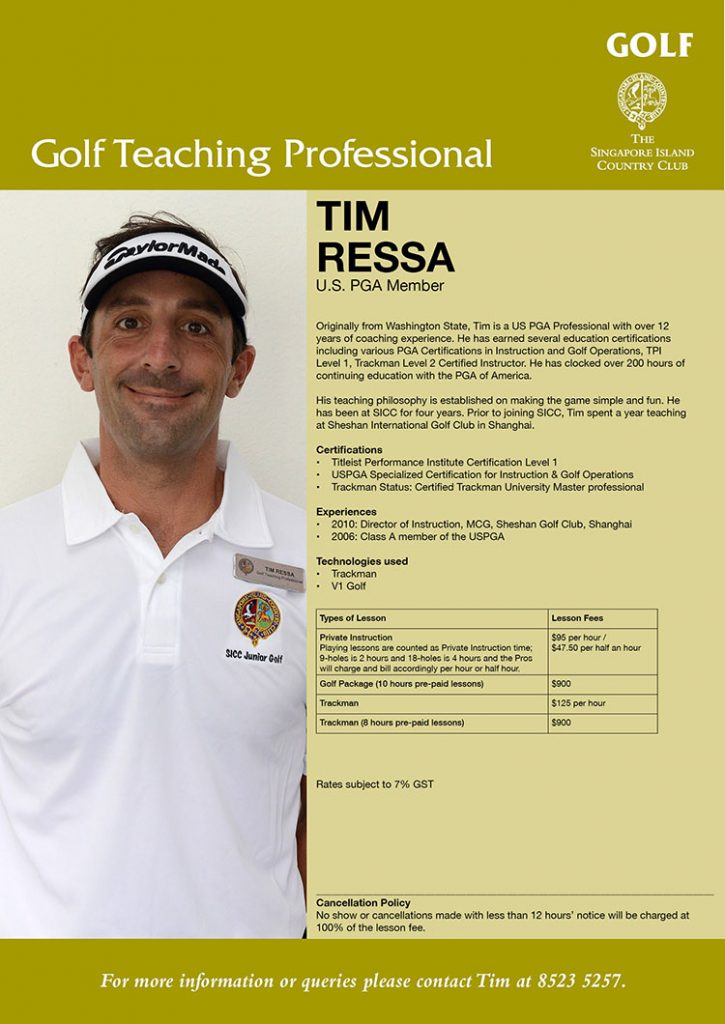 GOLFPRO-Tim Ressa – The Singapore Island Country Club