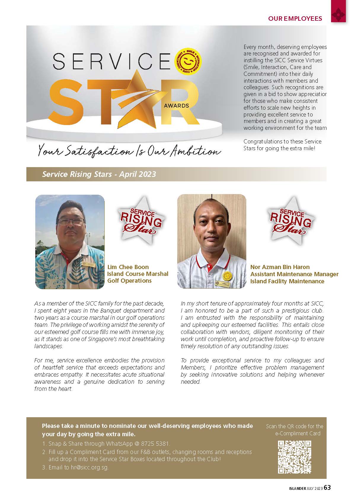 Service Star Awards – The Singapore Island Country Club