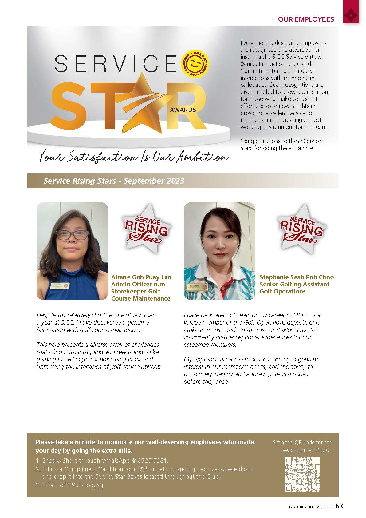 Service Star Awards – The Singapore Island Country Club