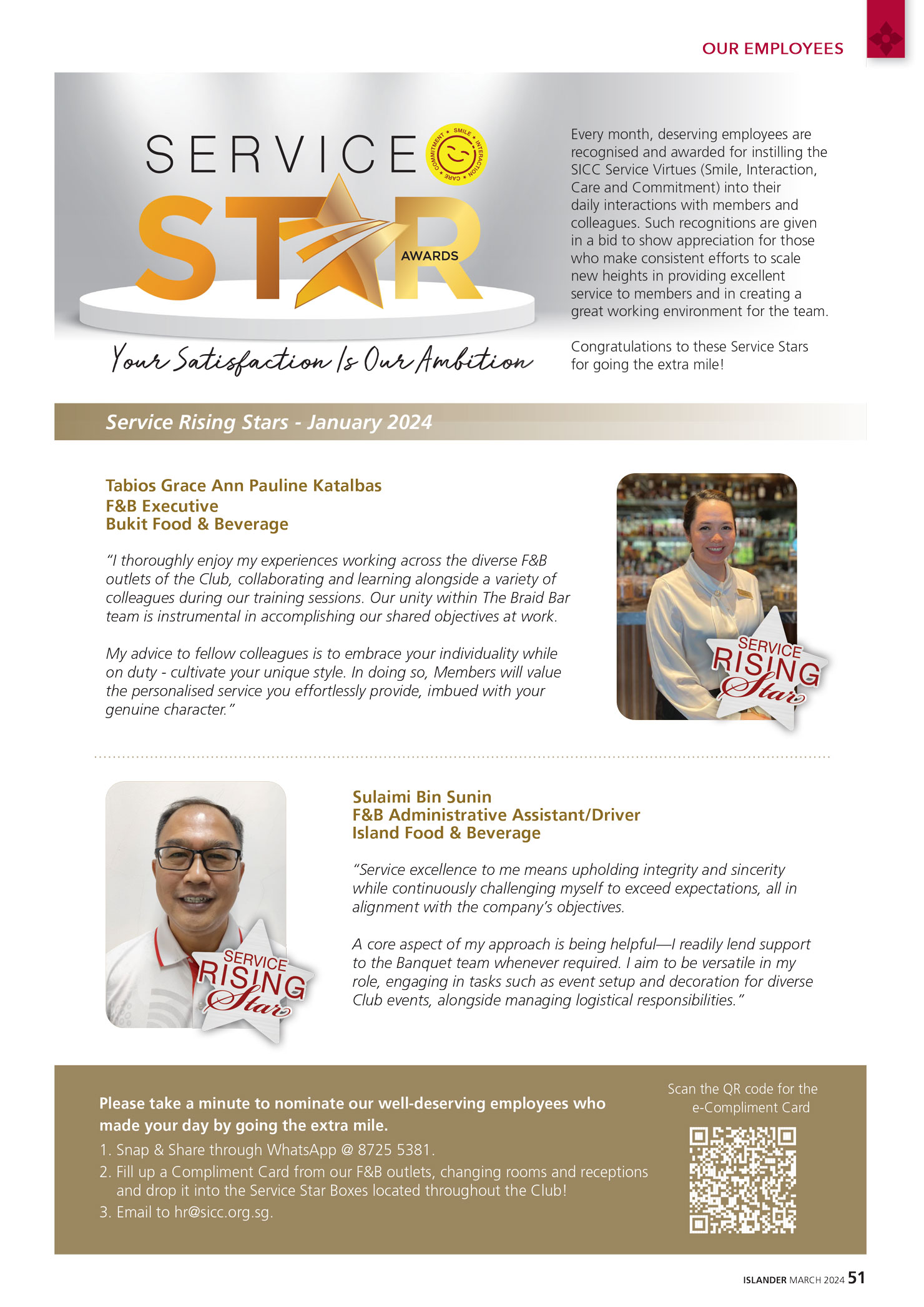 Service Star Awards – The Singapore Island Country Club